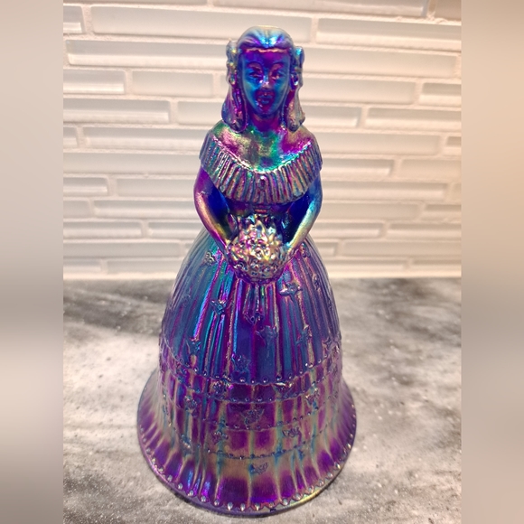 Art | Vtg Imperial Suzanne Blue Carnival Glass Bell 6 Tall | Poshmark